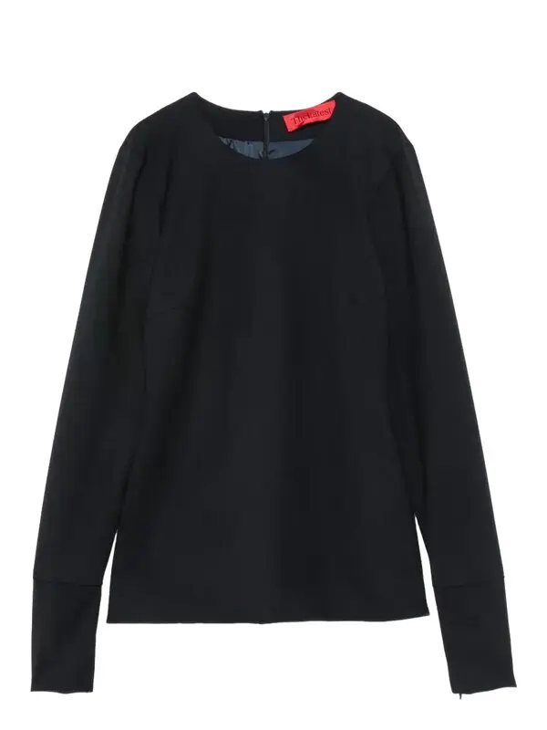 THELATEST Long-sleeve Blouse With Rear Slit - Blue