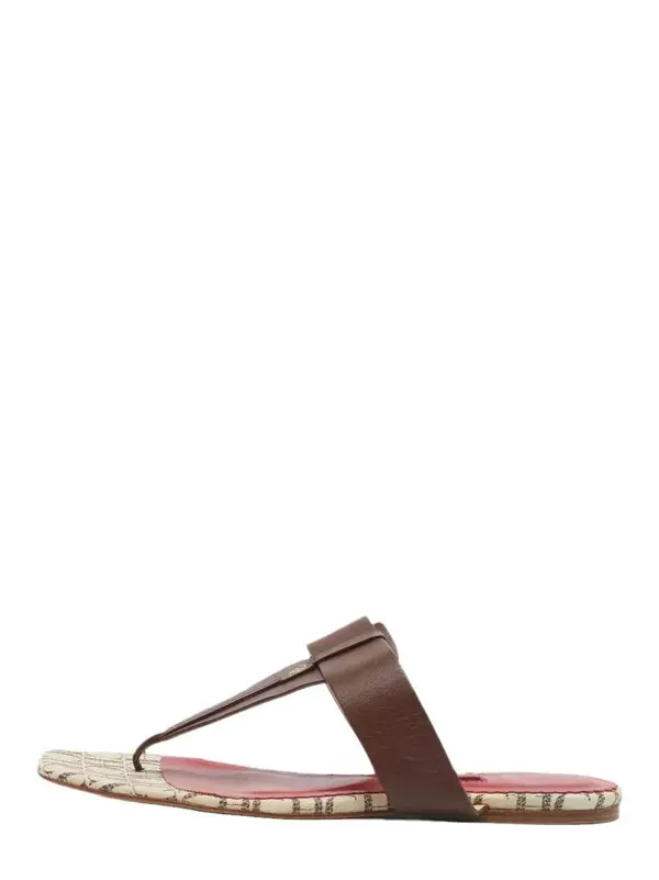 Carolina Herrera Leather Logo-print Thong Sandals - Brown
