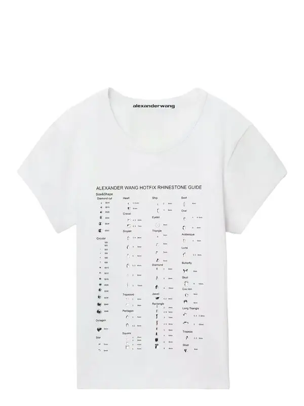 Alexander Wang Fitted Ss T-shirt W/ Hotfix Card Graphic - White