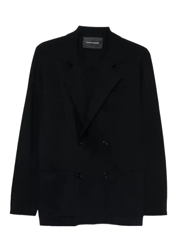 Tagliatore Double-breasted Knit Jacket - Blue