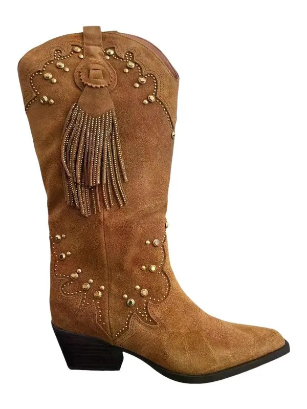 Kurt Geiger Studded Fringed-tassel Boots - Brown