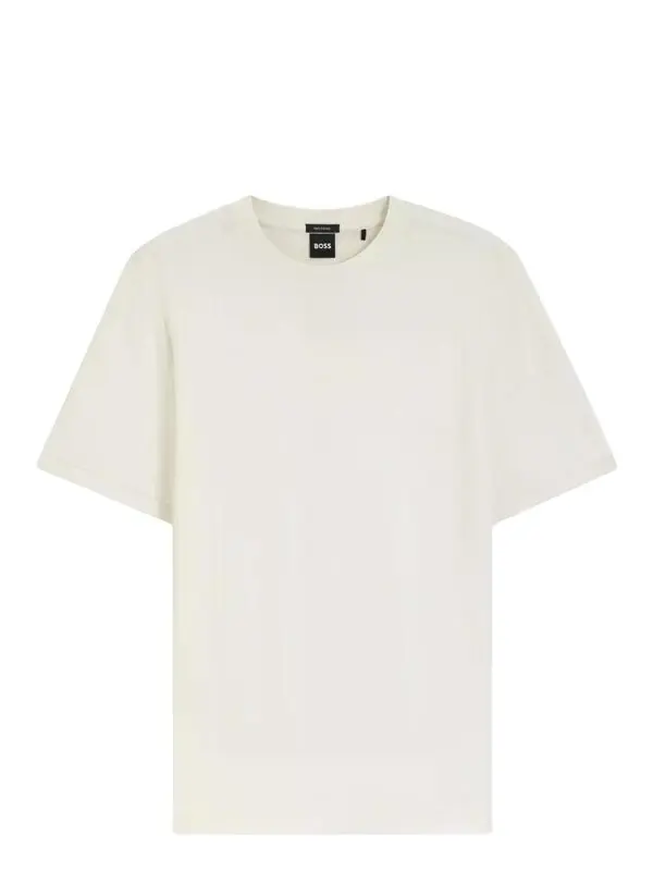 BOSS Geometric-jacquard T-shirt In Cotton - Neutrals