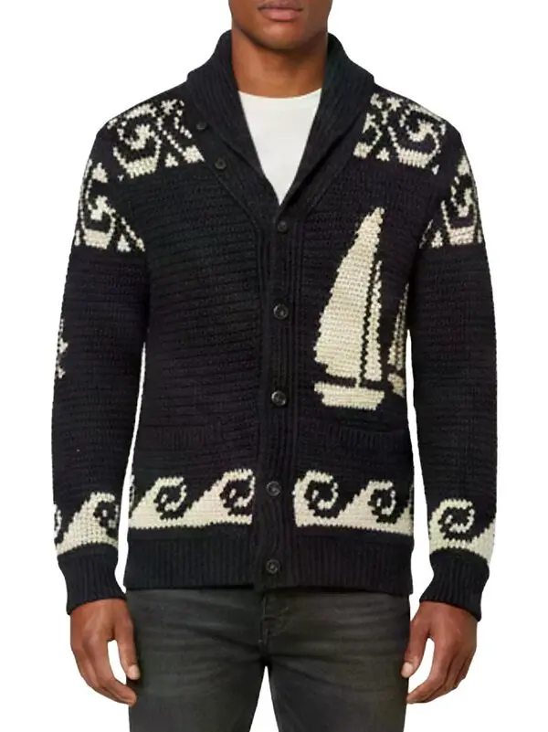 Polo Ralph Lauren Hand-knit Shawl-collar Nautical Cardigan - Blue