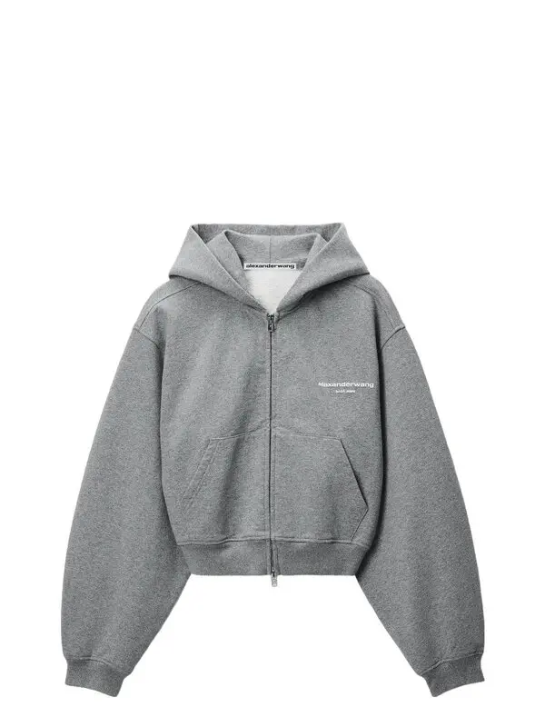 Alexander Wang Logo-print Zip-up Hoodie - Grey