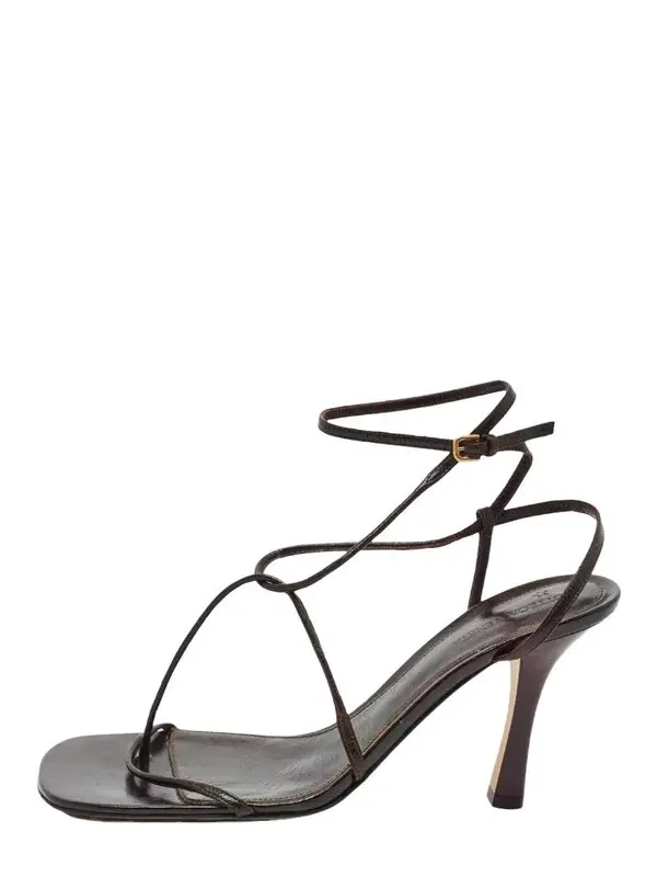 Bottega Veneta Leather Stretch Ankle Strap Sandals - Brown