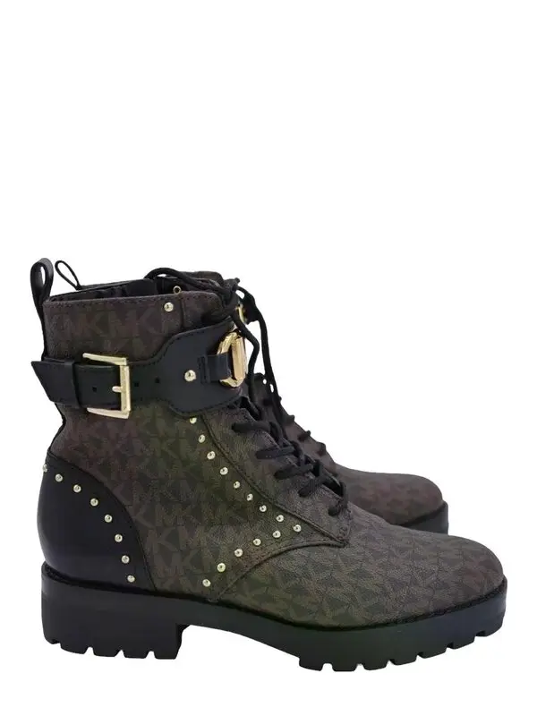 Michael Kors Kincaid Lace-up Boots With Stud Embellishments - Brown