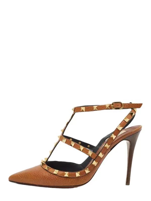 Valentino Garavani Rockstud Pyramid-stud Pumps - Brown