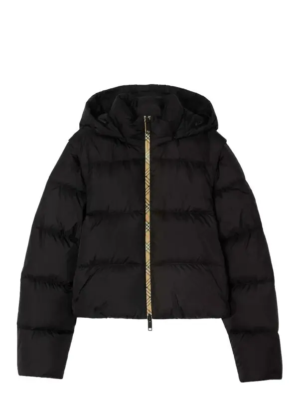 Burberry Padded Check Detail Jacket - Black