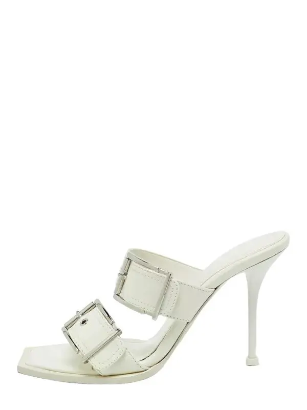 Alexander McQueen Punk Buckle Slide Sandals - White