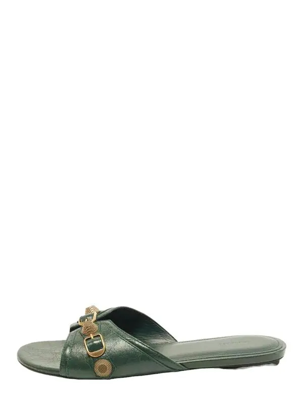 Balenciaga Le Cagole Studded Flat Sandals - Green