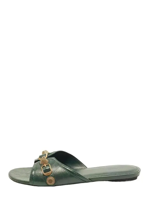 Balenciaga Le Cagole Studded Flat Sandals - Green