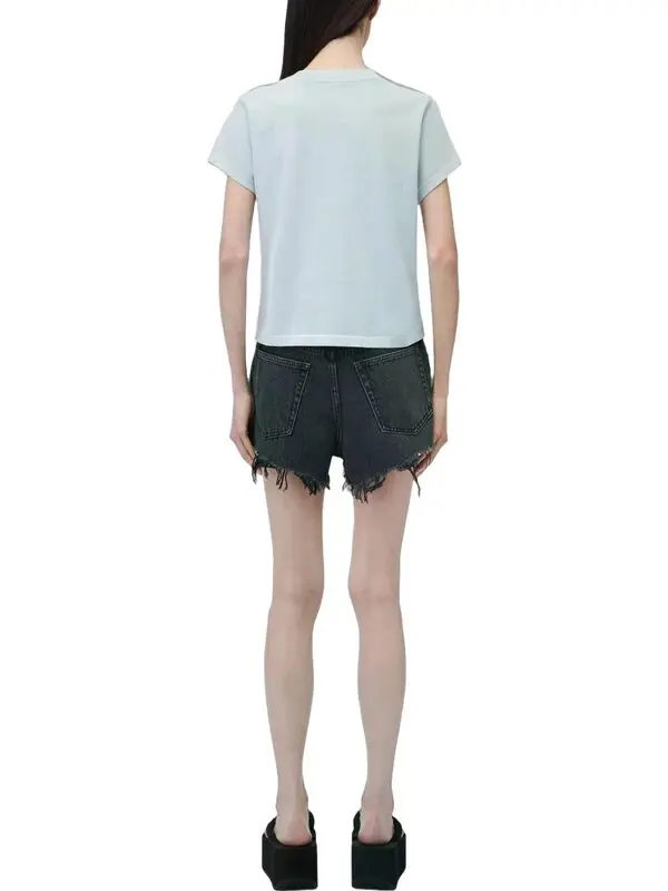 Alexander Wang Logo-print Shrunken Short-sleeve T-shirt - Blue