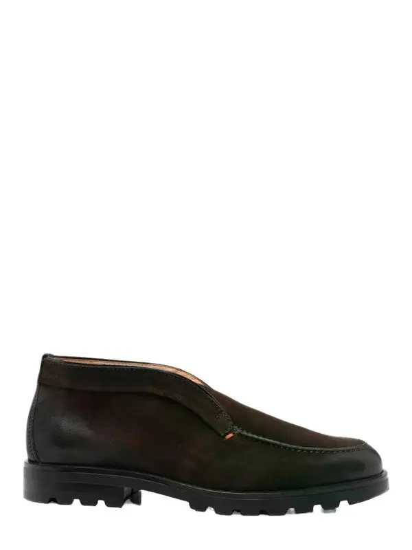 Santoni Round-toe Leather Loafers - Brown