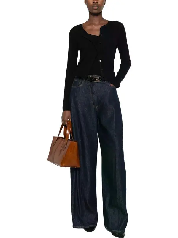 Maje Ribbed-knit Scalloped-edge Cardigan And Top Set - Black