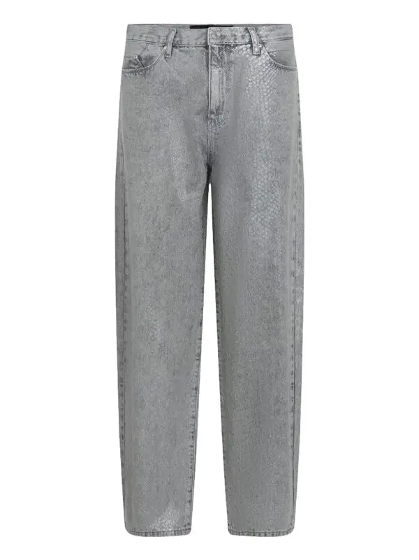 Karl Lagerfeld Coated Python Barrel Jeans - Grey