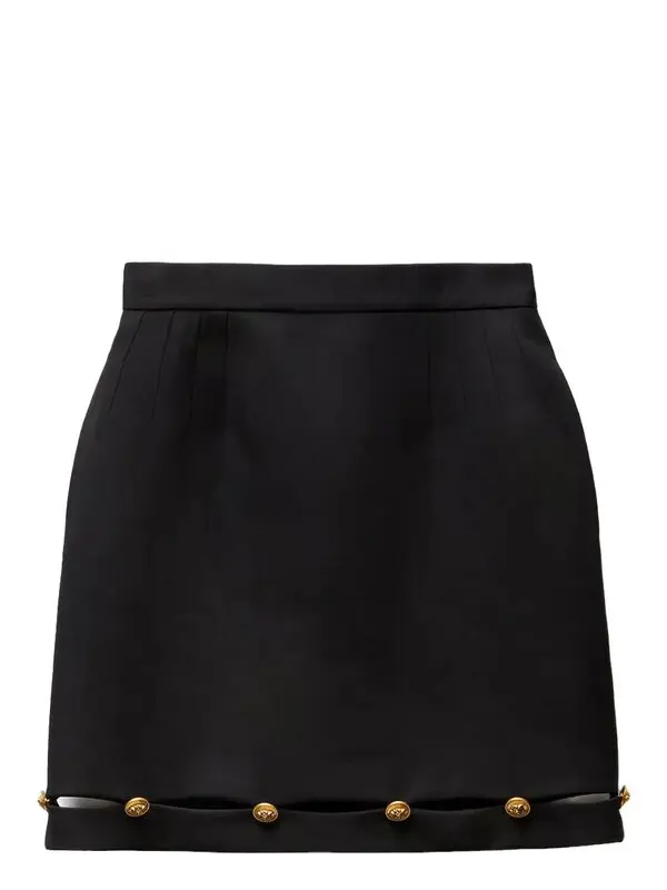 Versace Grain De Poudre Wool Mini Skirt With Medusa Buttons - Black
