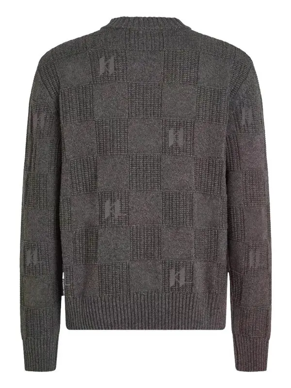Karl Lagerfeld Monogram Checked Cotton Sweater - Grey