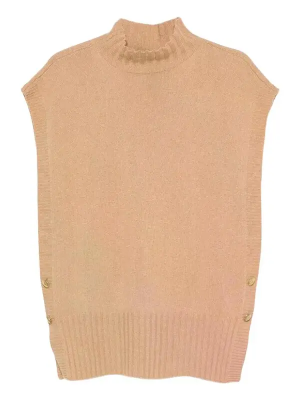 TWINSET High-neck Knitted Vest With Button Detail - Neutrals
