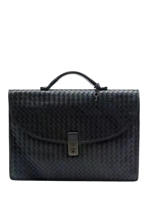 Bottega Veneta Woven Nappa Leather Business Bag - Black