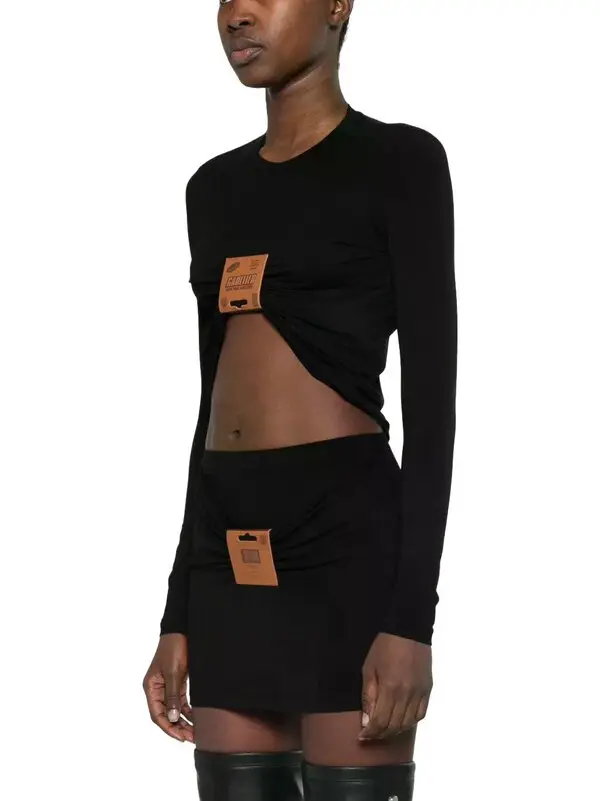JEAN PAUL GAULTIER Gathered Logo-patch Top - Black
