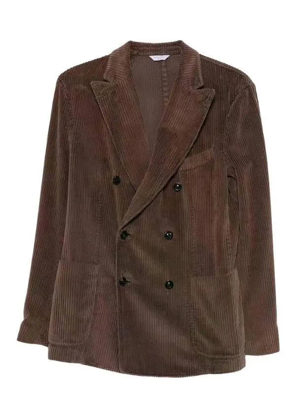 Boglioli Double-breasted Corduroy Jacket - Brown