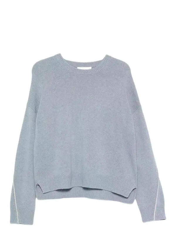 Eric Bompard Cashmere Jersey Knit Crew Neck Sweater - Blue
