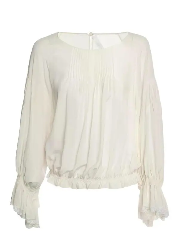 Chloé Lace-trimmed Silk Blouse - Neutrals