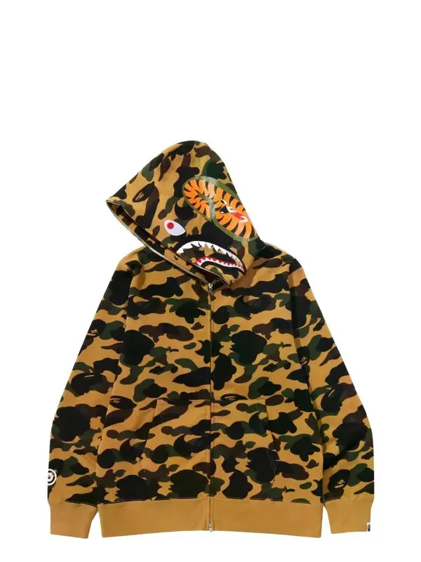 A BATHING APE Camouflage Shark Full Zip Hoodie - Neutrals