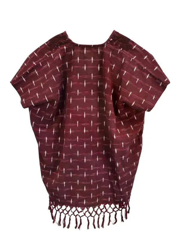 NILI LOTAN Embroidered Tassel-trim Top - Red
