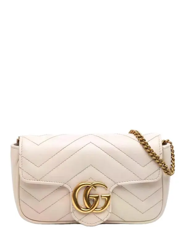 Gucci Marmont Matelassé Calfskin Flap Crossbody Bag - White
