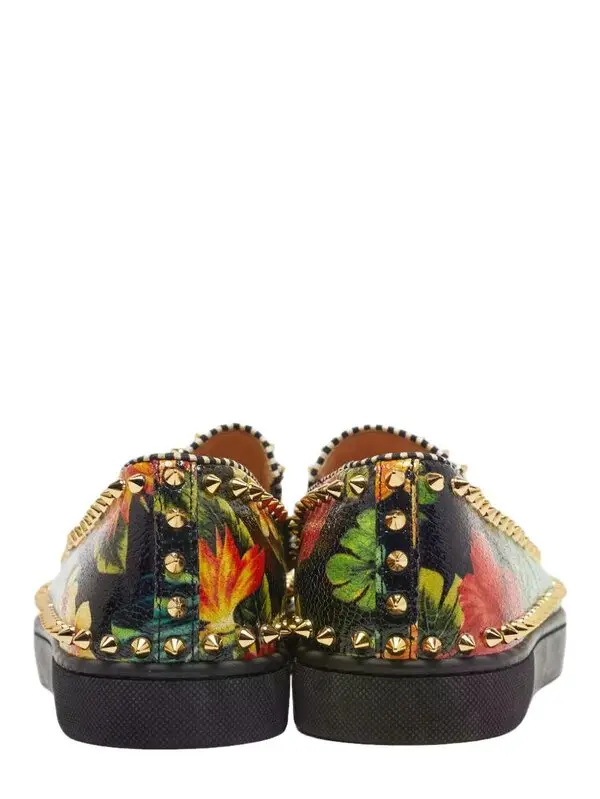 CHRISTIAN LOUBOUTIN Hawaii Pik Boat Embellished Floral Print Sneakers - Black