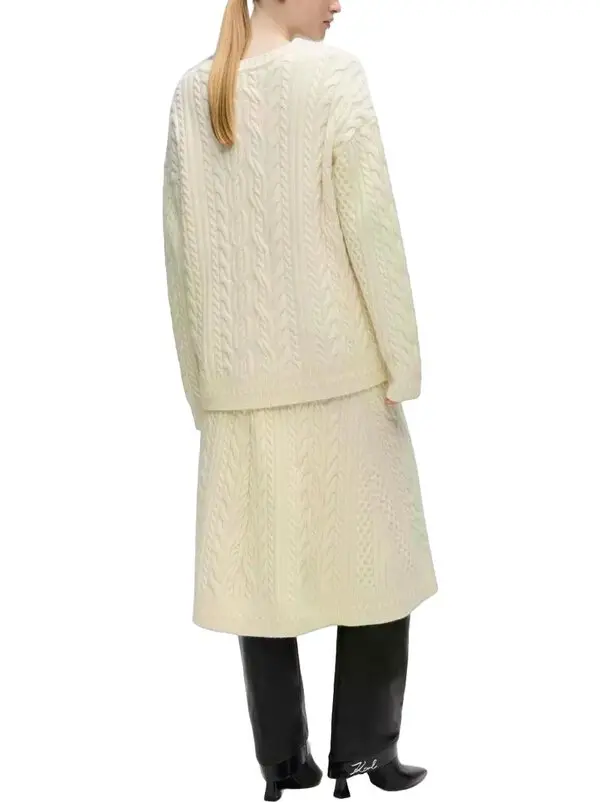 Karl Lagerfeld Wool-blend Cable-knit Skirt - Neutrals
