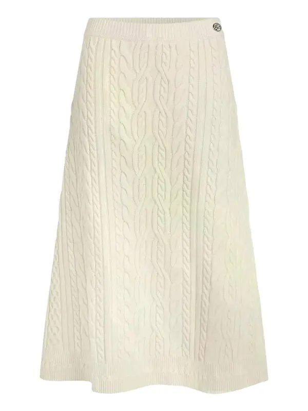 Karl Lagerfeld Wool-blend Cable-knit Midi Skirt - Neutrals