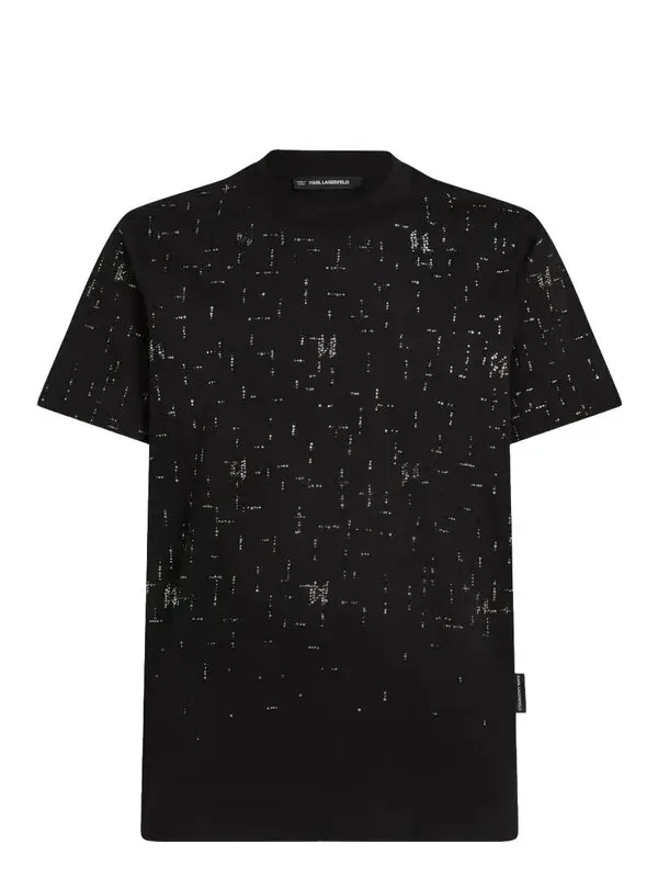 Karl Lagerfeld Monogram Rhinestone T-shirt - Black