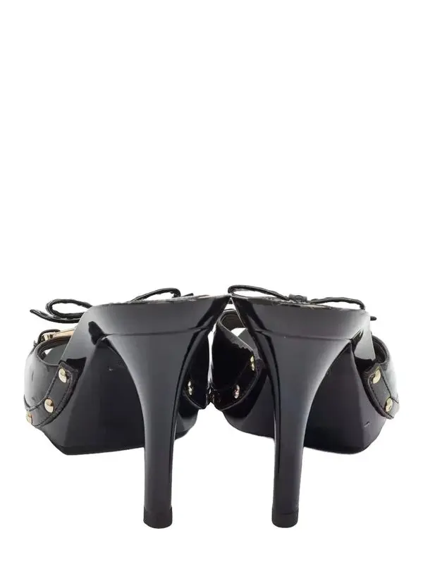 Dior Bow Slide Patent Leather Sandals - Black