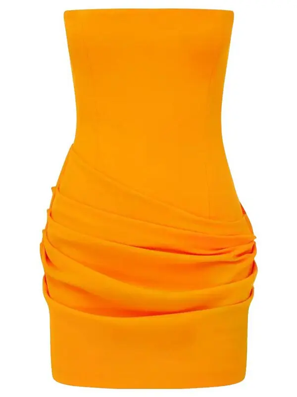 Alex Perry Strapless Draped Mini Dress - Orange