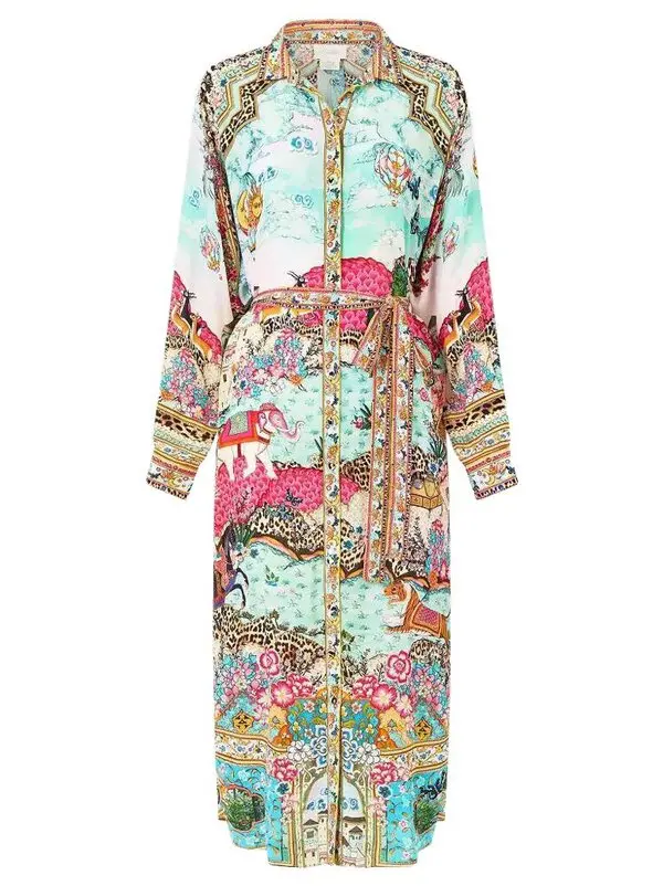 Camilla Belted Midi Dress - Blue