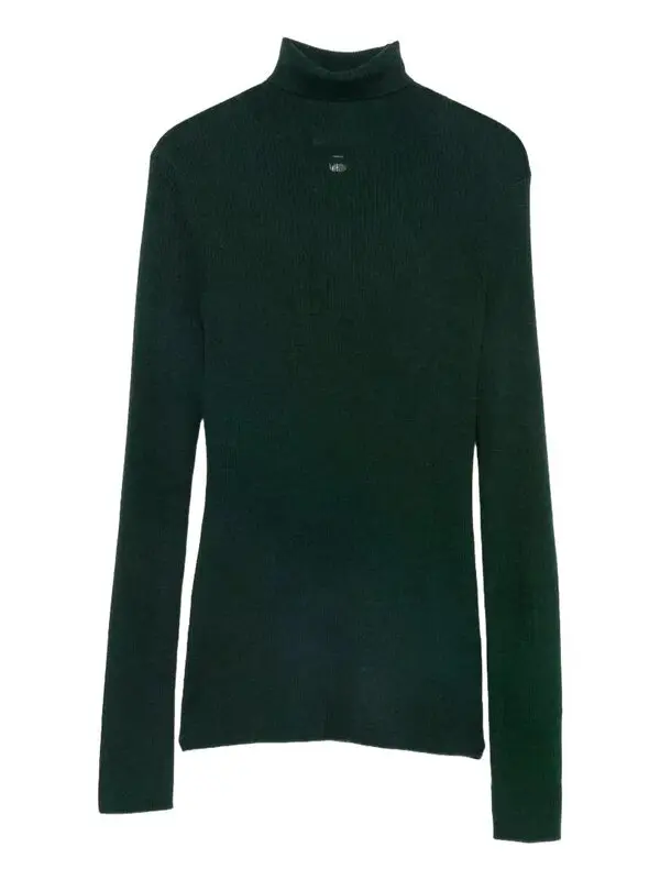 Maje Ribbed-knit Roll-neck Sweater - Green