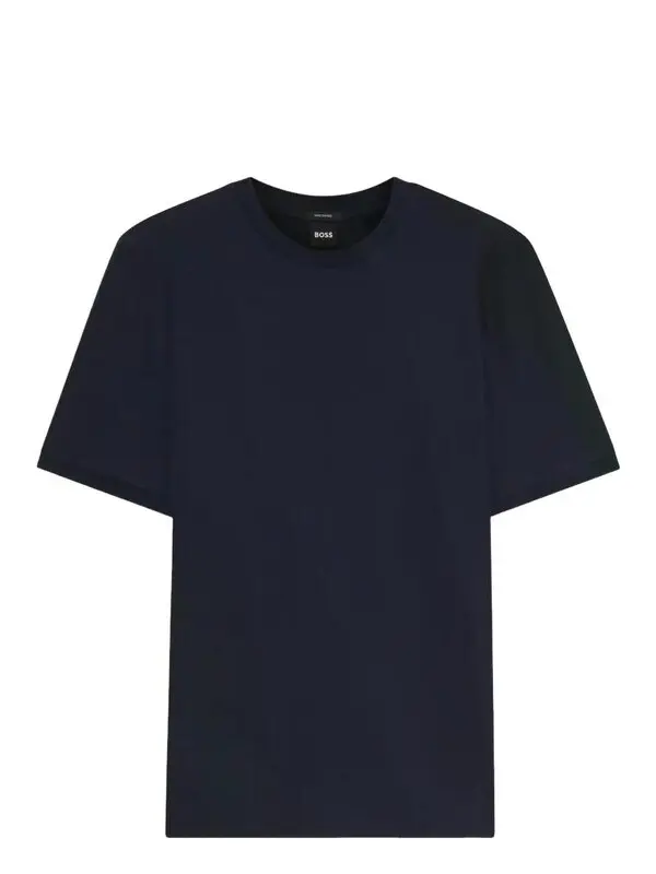 BOSS Geometric-jacquard T-shirt In Cotton - Blue