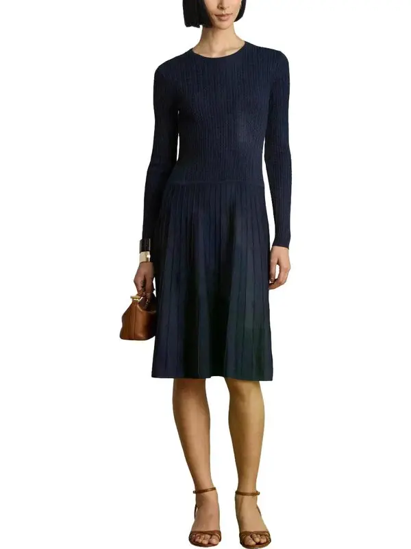 Ralph Lauren Ribbed Crewneck Midi Dress - Blue