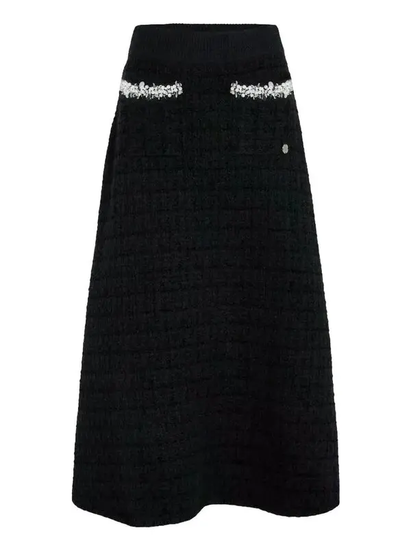 Karl Lagerfeld Faux-pearl Knitted Skirt - Black