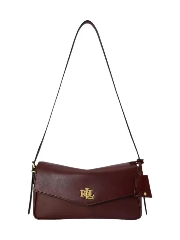 Ralph Lauren Logo Plaque Leather Shoulder Bag - Red