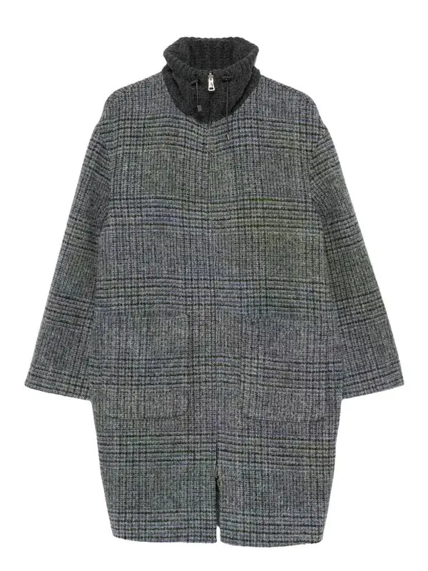 MANZONI 24 Checked Drawstring Coat - Grey