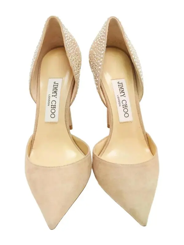 JIMMY CHOO Amya D'orsay Pumps With Crystal Embellishments - Neutrals
