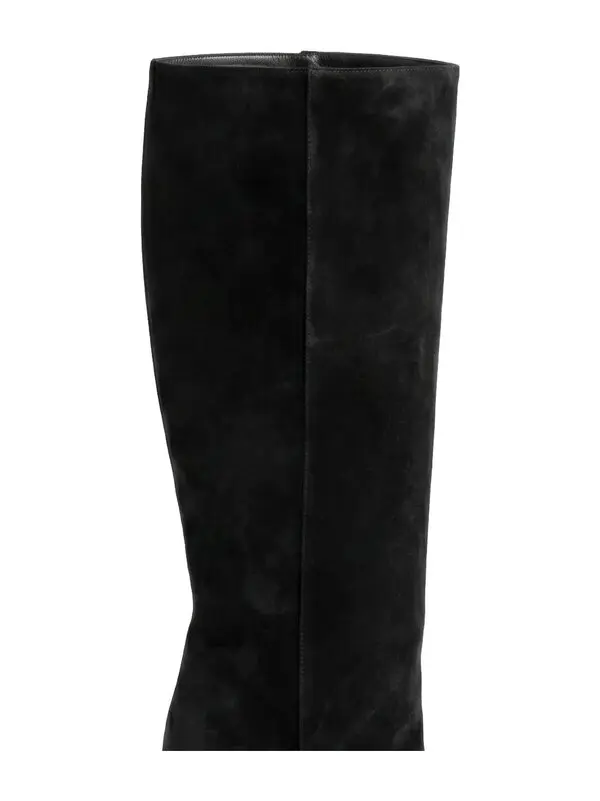 Gucci Suede Stiletto High Heel Pointed Toe Boots - Black