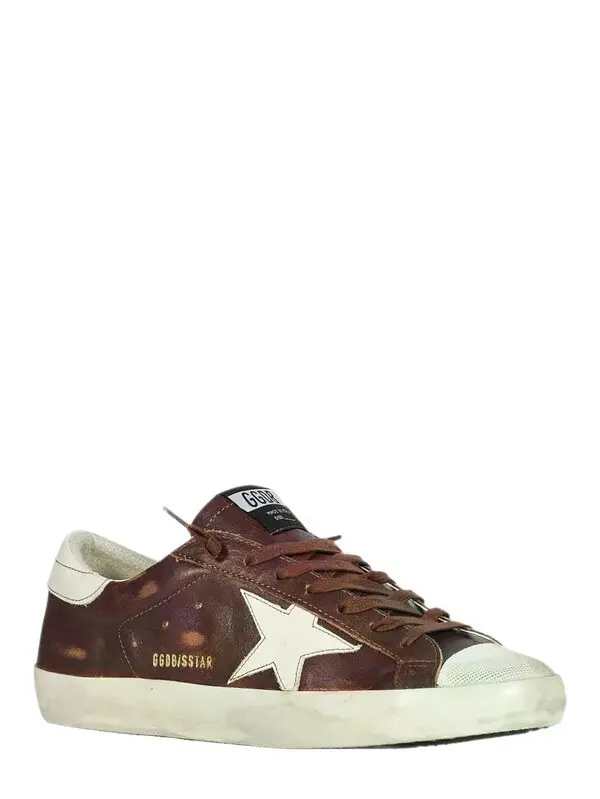 GOLDEN GOOSE Super-star Distressed Leather Sneakers - Brown