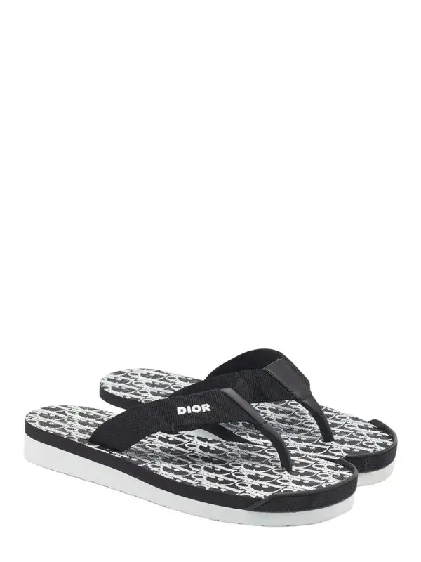 Dior Oblique Canvas Thong Sandals - Black