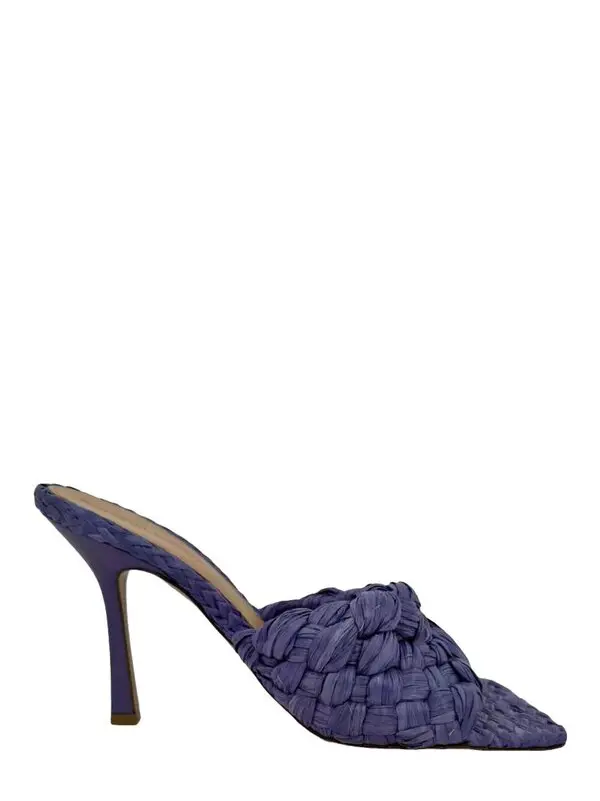 Bottega Veneta Intrecciato Raffia Square Toe Stiletto Sandals - Purple