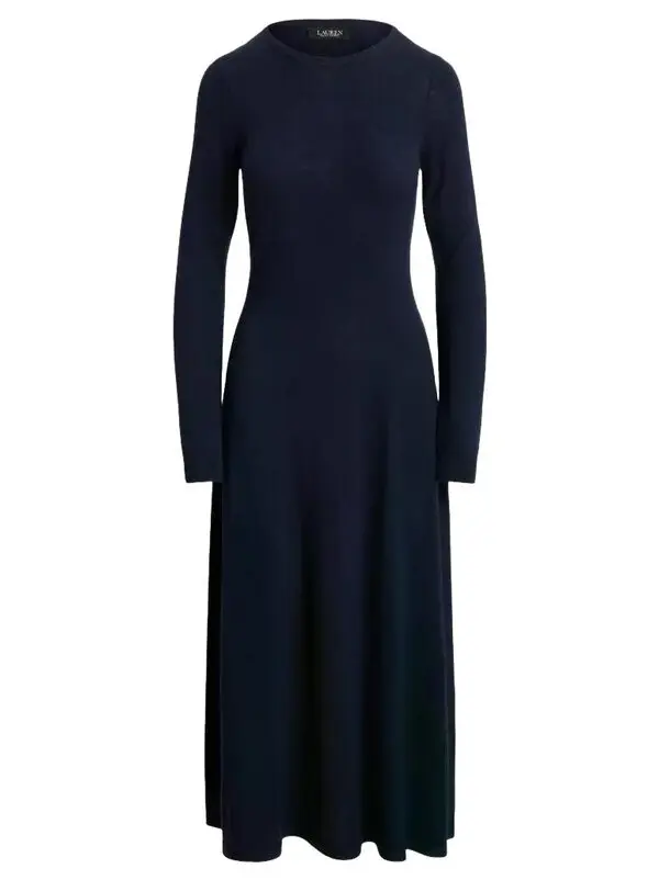 Ralph Lauren Crew-neck Long-sleeve Midi Dress - Blue