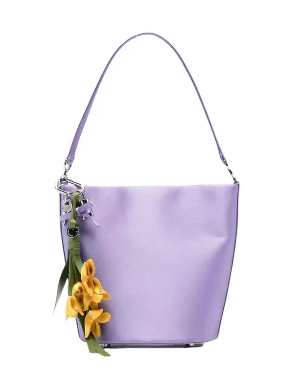 SELF-PORTRAIT Satin Floral-charm Tote Bag - Purple